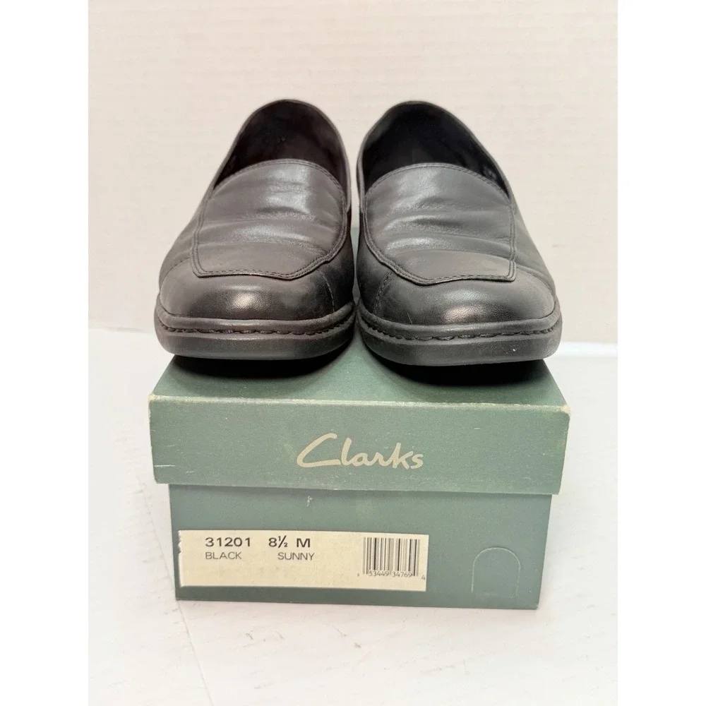 Clarks | Shoes | Clarks Springers Womens Black Leather Apron Toe Penny ...